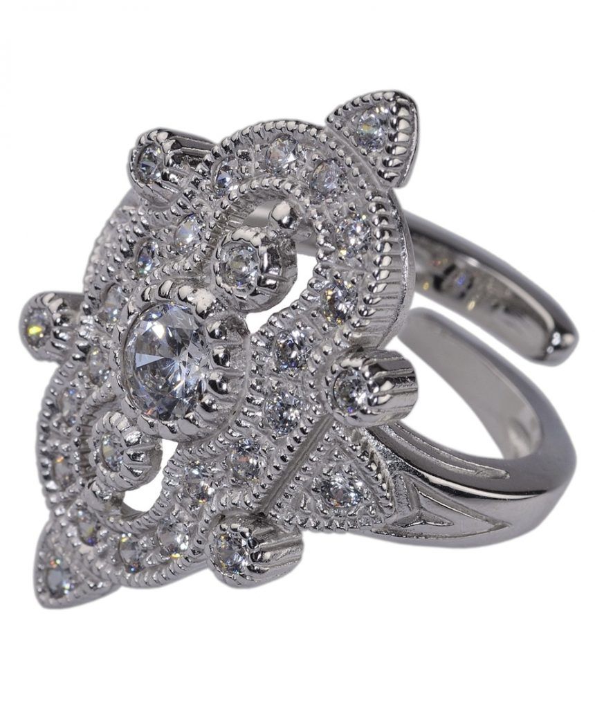 Anillo de plata para novia en plata rodinada con Swarovski Zirconia